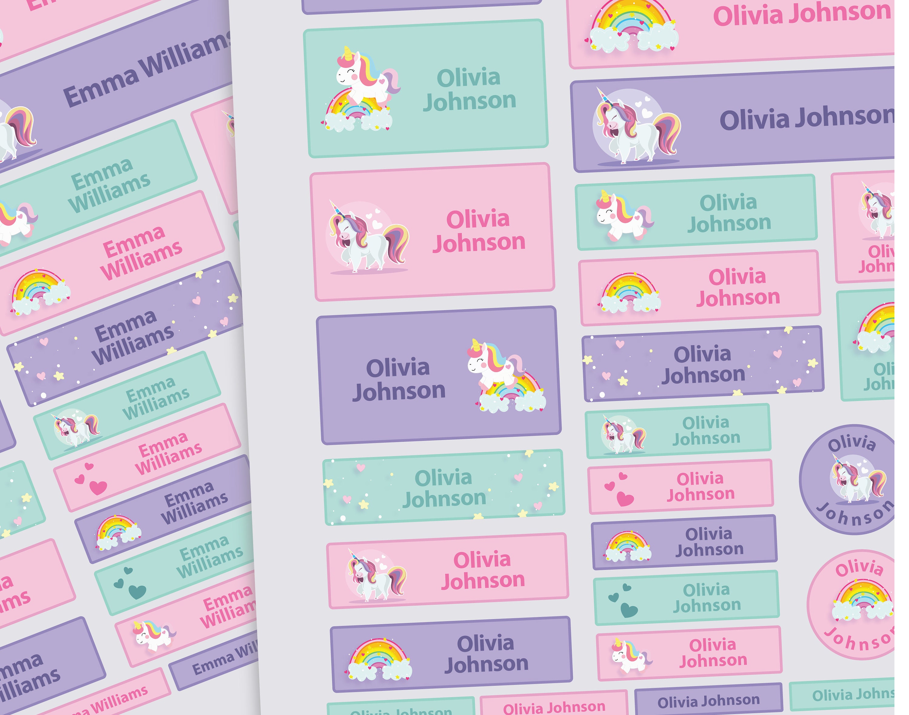 Unicorn Name Labels Personalised Printable ( Digital: PDF & PNG ) - Etsy