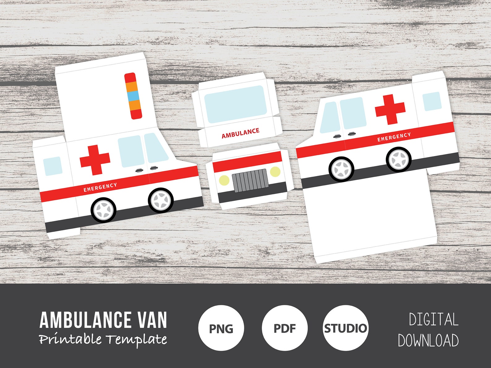 Ambulance Paper Van Box Printable Template for Doctor / Nurse - Etsy