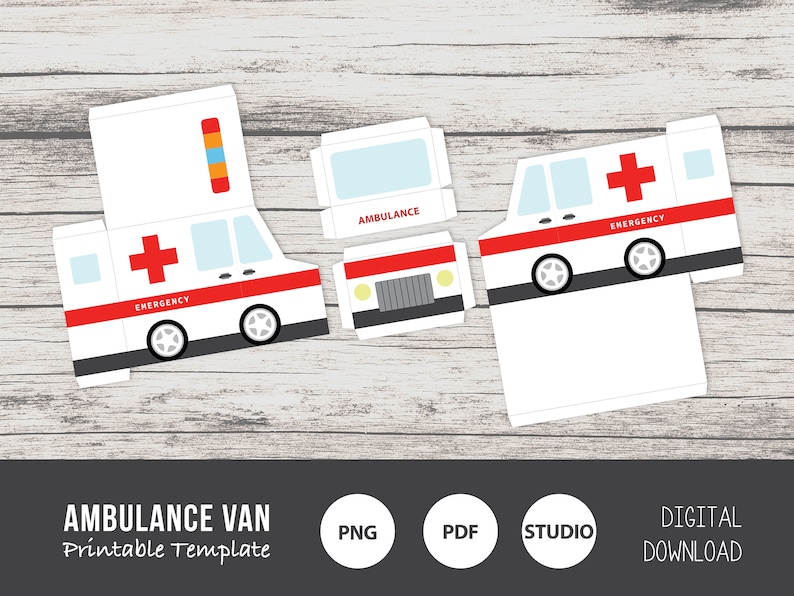 Ambulance Paper Van Box Printable Template for Doctor / Nurse - Etsy