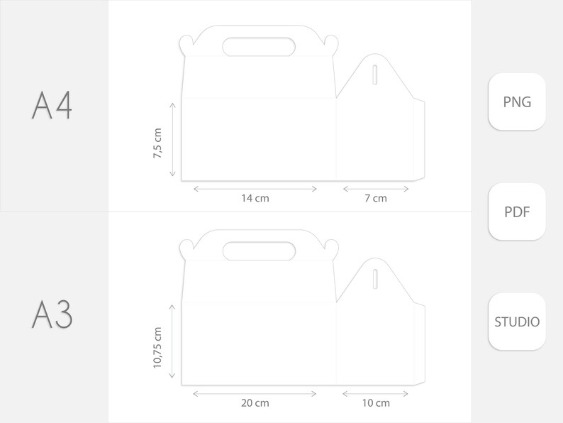 Gable Party Box DIY Printable Template - Etsy