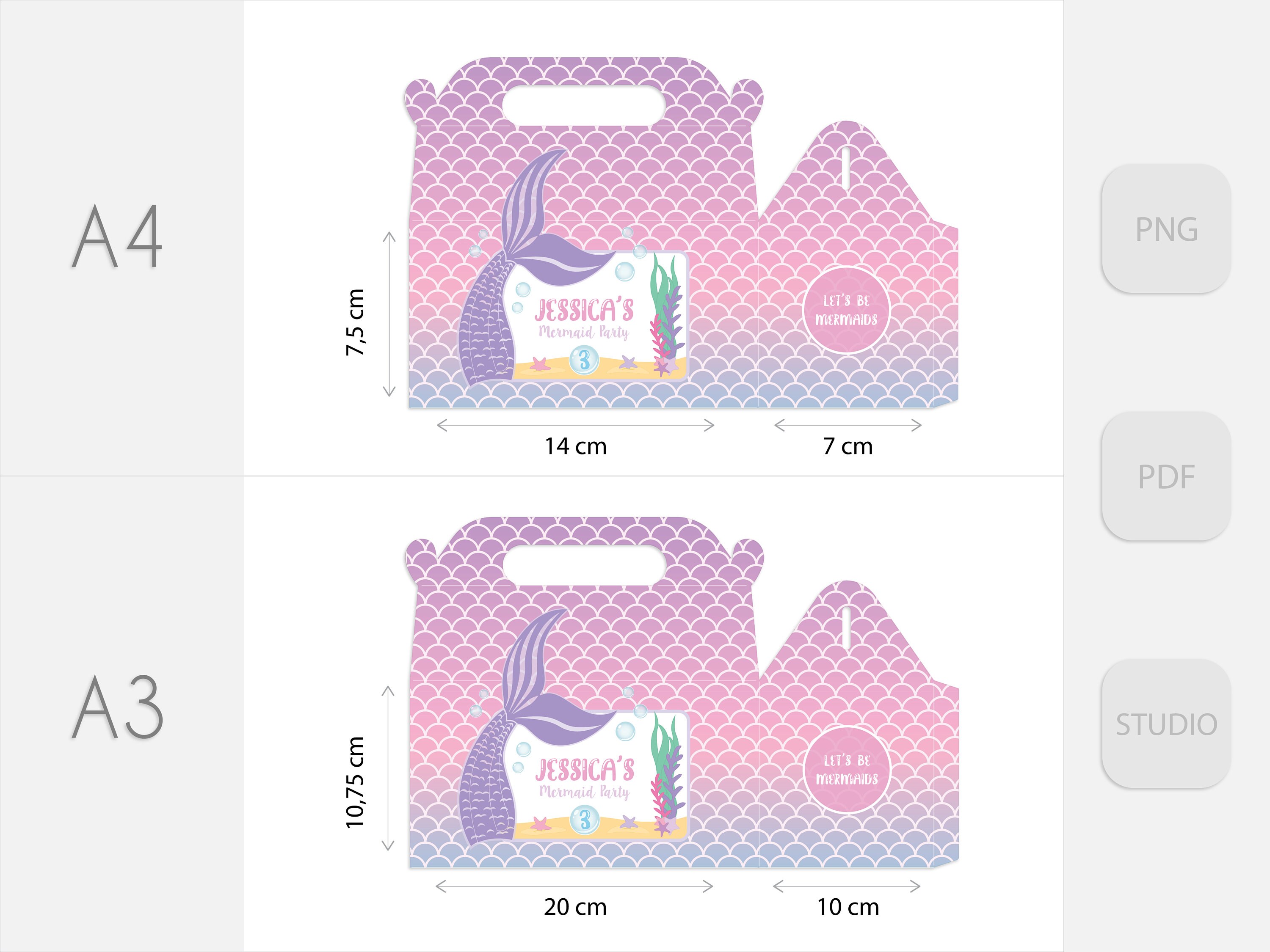 Mermaid Party Gable Box Printable Template for Kids Mermaid Theme ...