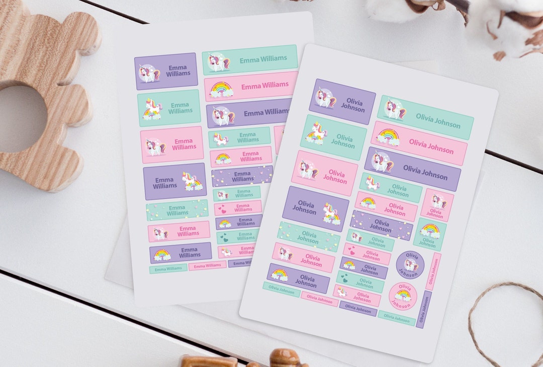Unicorn Name Labels Personalised Printable ( Digital: PDF & PNG ) - Etsy