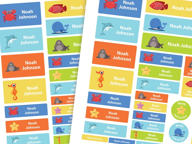 Ocean Animals Name Labels Personalised Printable - Etsy