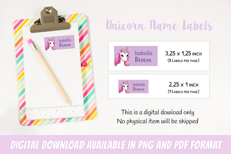 Unicorn Name Labels | School Book Labels | Unicorn Stationary Stickers ...