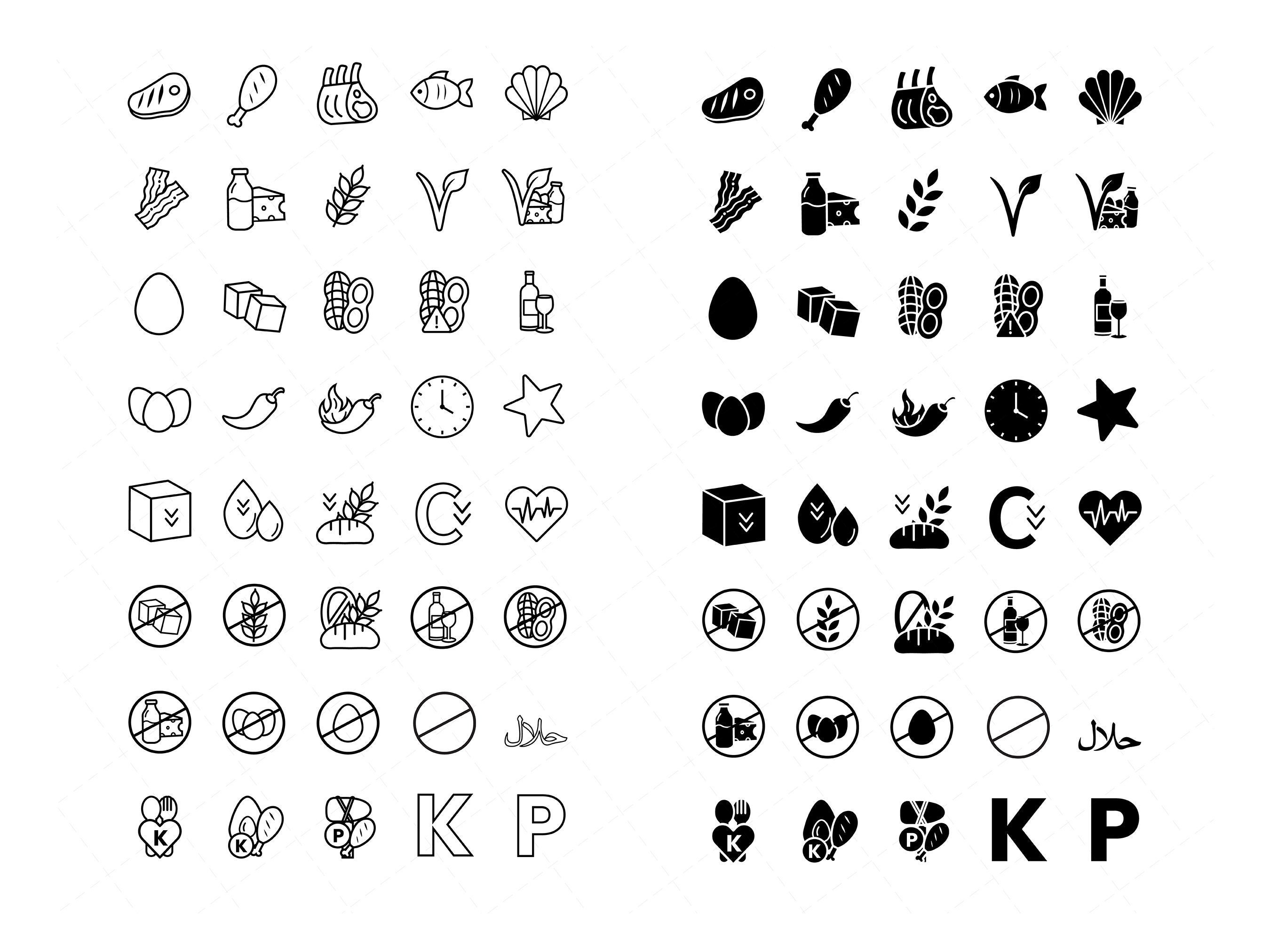 Meal Choice Icons | Food Allergy Icons | Recipe Sticker Icons | Food ...