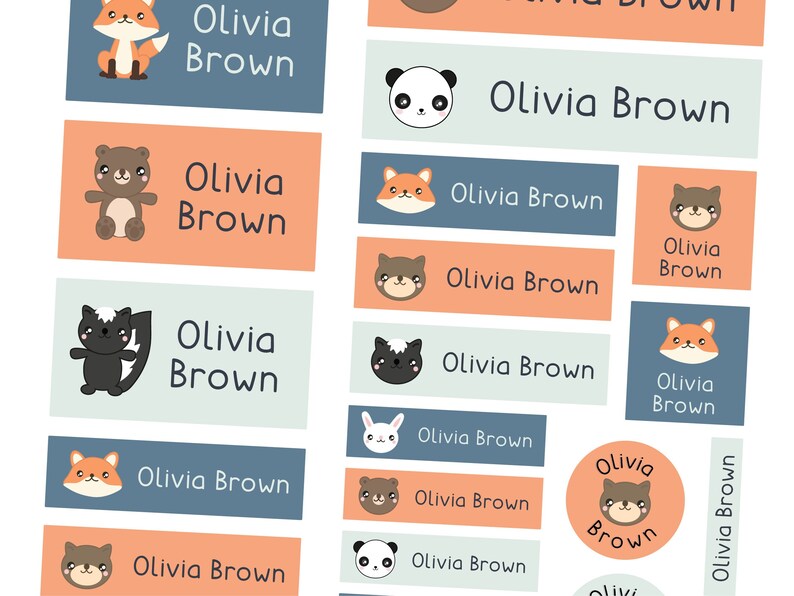 Woodland Animals Personalized Name Labels | Printable PDF & PNG - Etsy
