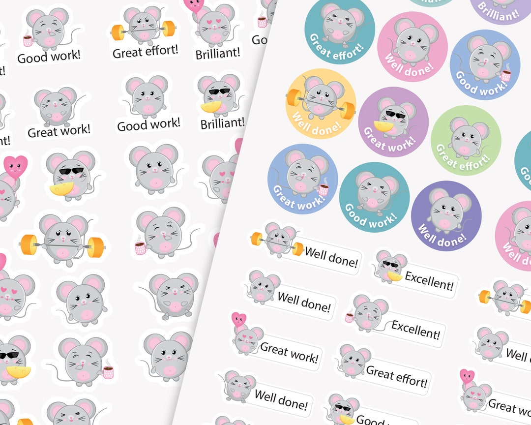 Mice Reward Stickers for Teachers ( Digital: PDF & PNG ) - Etsy