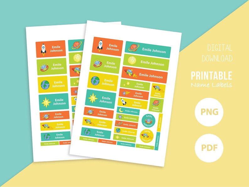 Space Name Labels Personalised Printable - Etsy