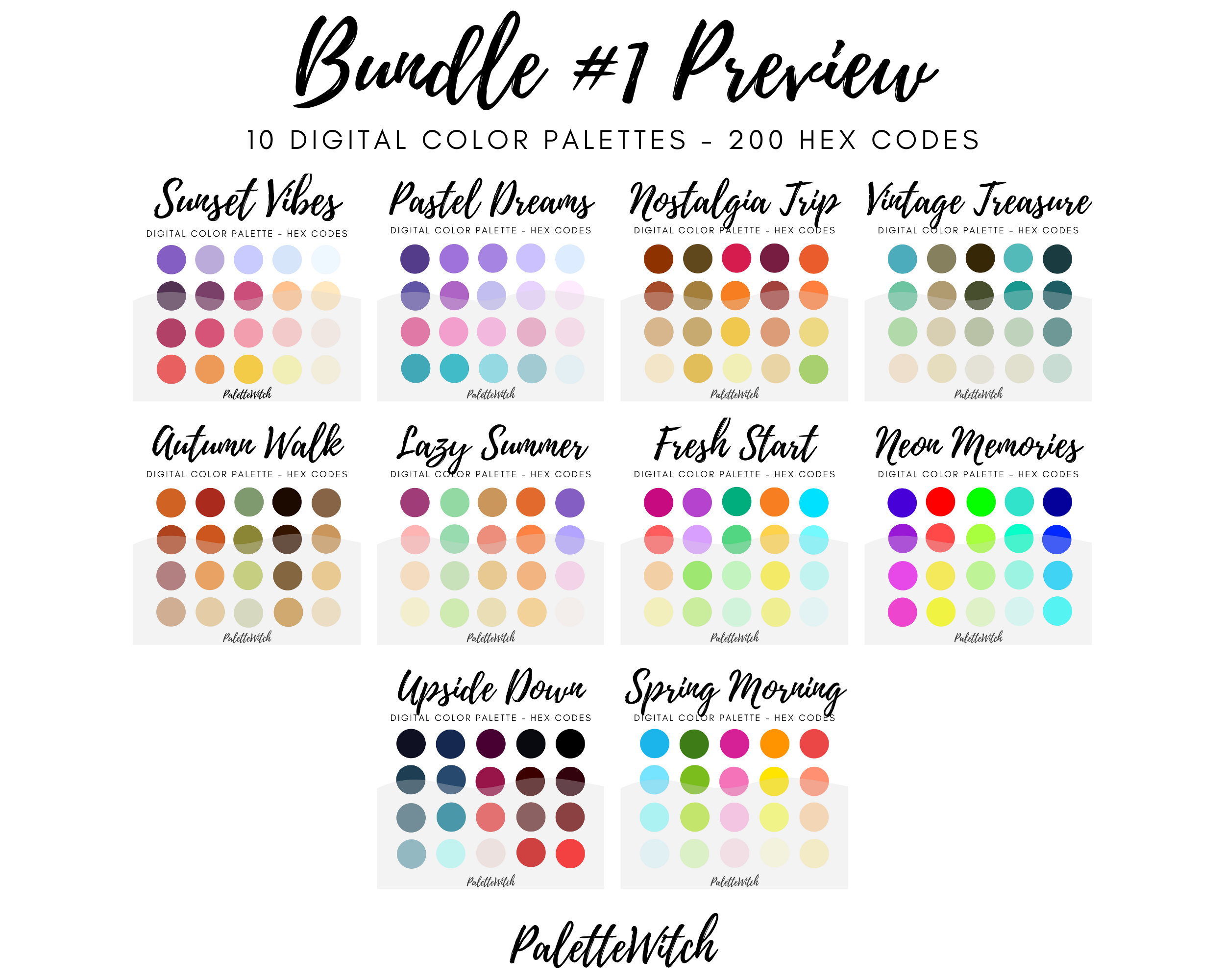 Digital Color Palette Bundle 1 - Swatches for Photoshop Illustrator and ...