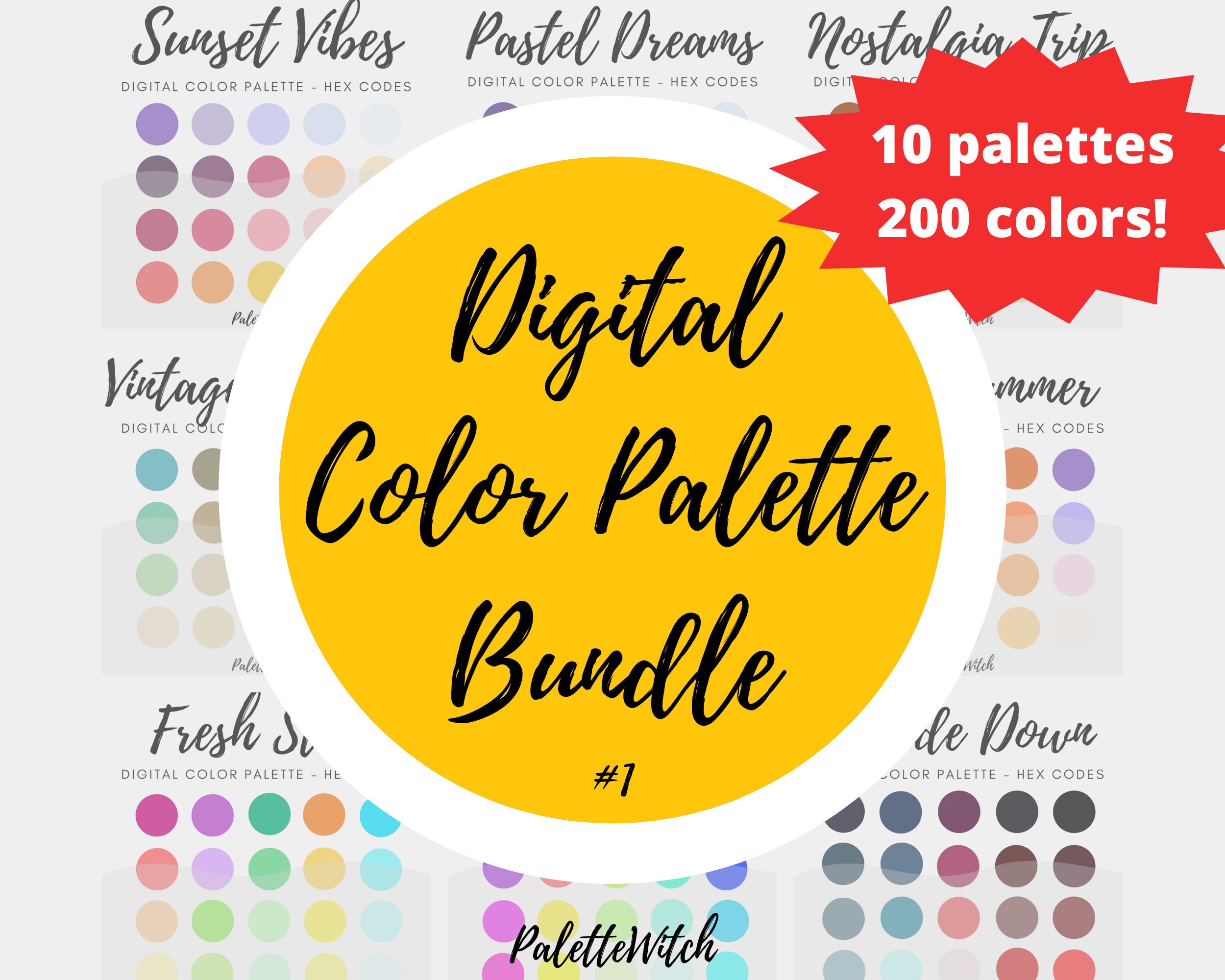 Digital Color Palette Bundle 1 - Swatches for Photoshop Illustrator and ...