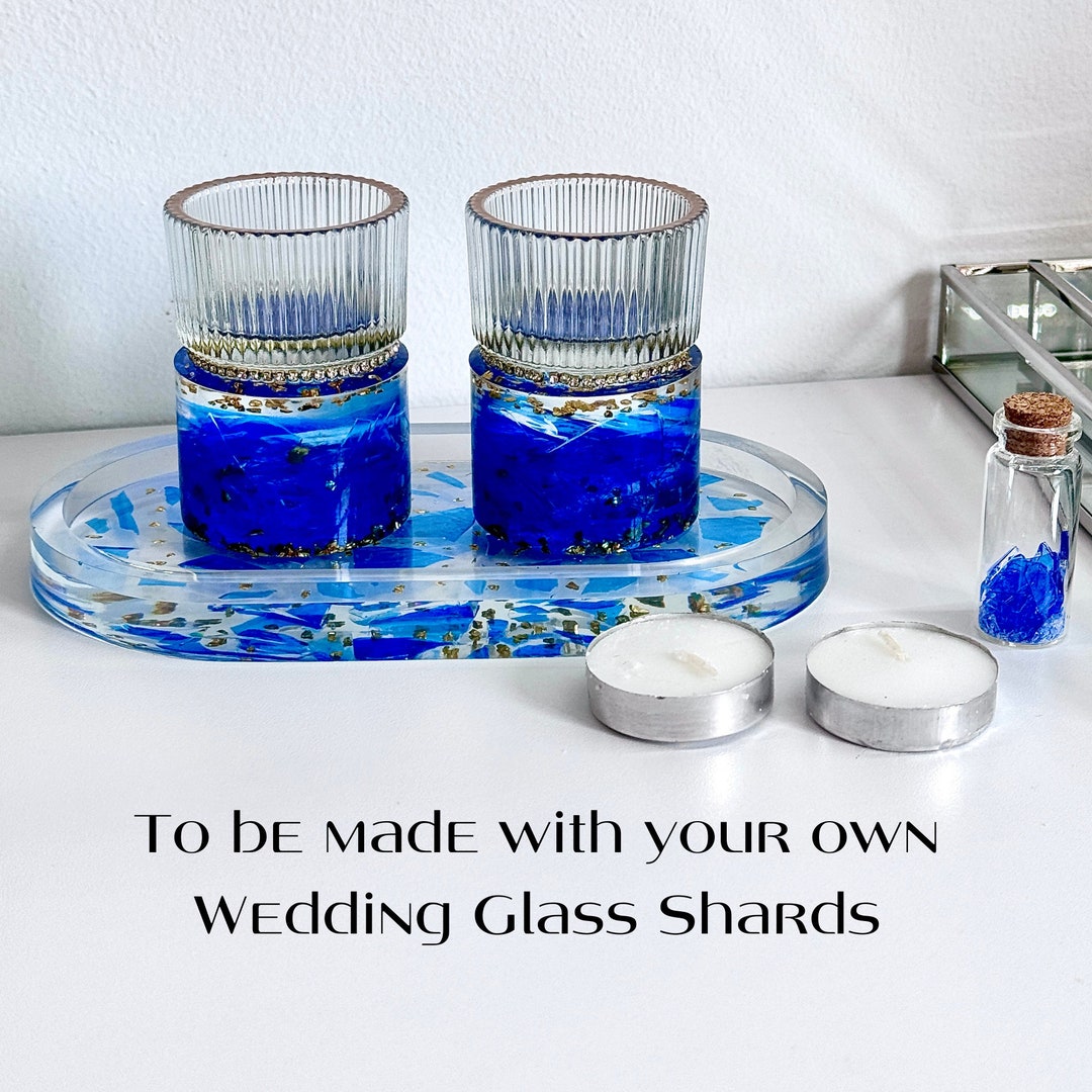 Shabbat Candlesticks & Tray Created With Your Jewish Wedding Glass ...