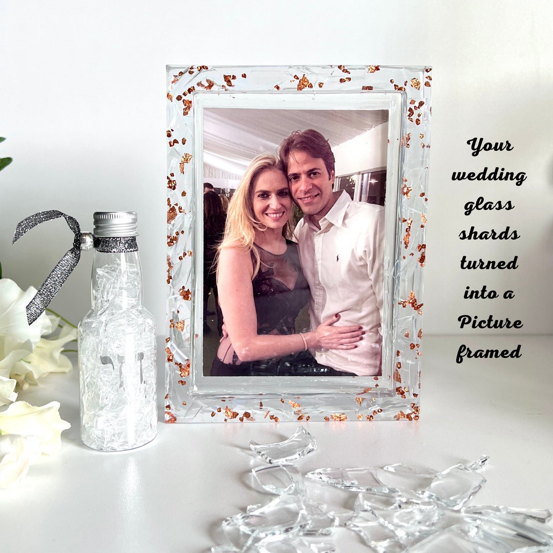 Wedding Glass Shards Picture Frame in Resin With Your Own Glass Shards ...