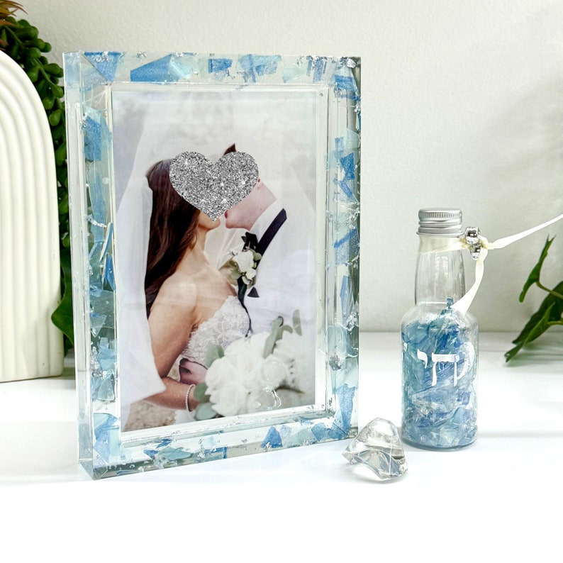 Jewish Wedding Glass Kit Wedding Glass Shards Picture Frame in Resin ...
