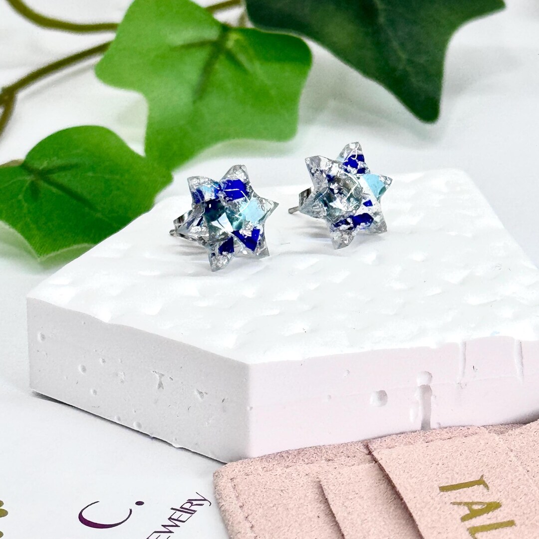 Custom Star of David Stud Earrings Made With Wedding Glass Shard ...