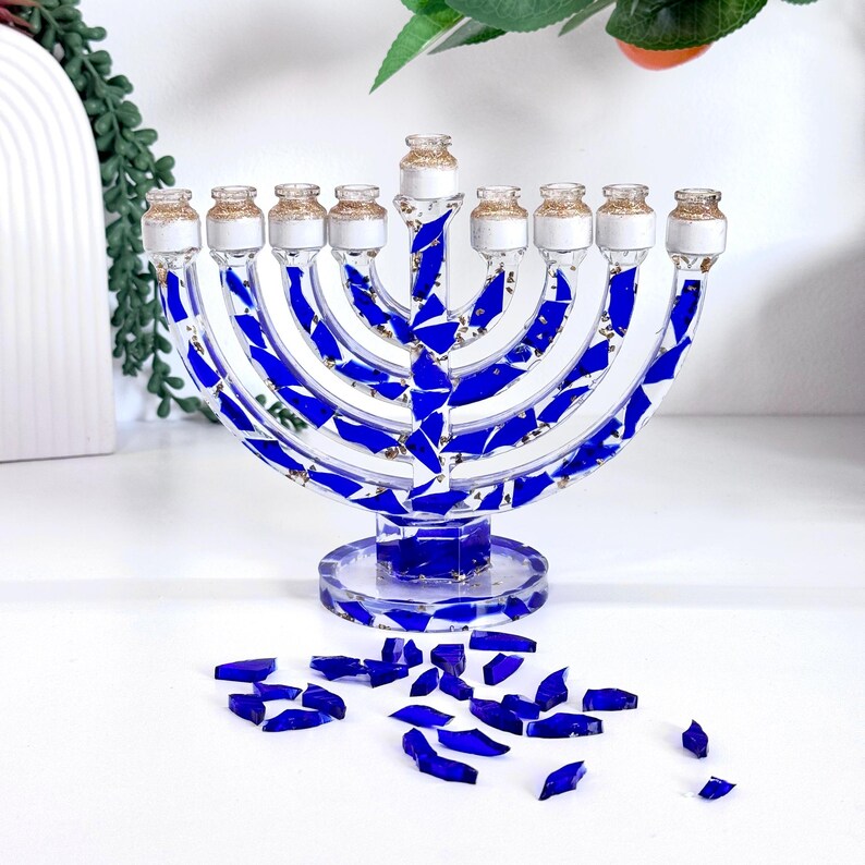 Jewish Breaking Glass Kit, Menorah With Chuppah Glass Shards, Wedding ...