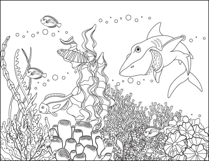 Ocean Themed Coloring Pages 10 - Etsy