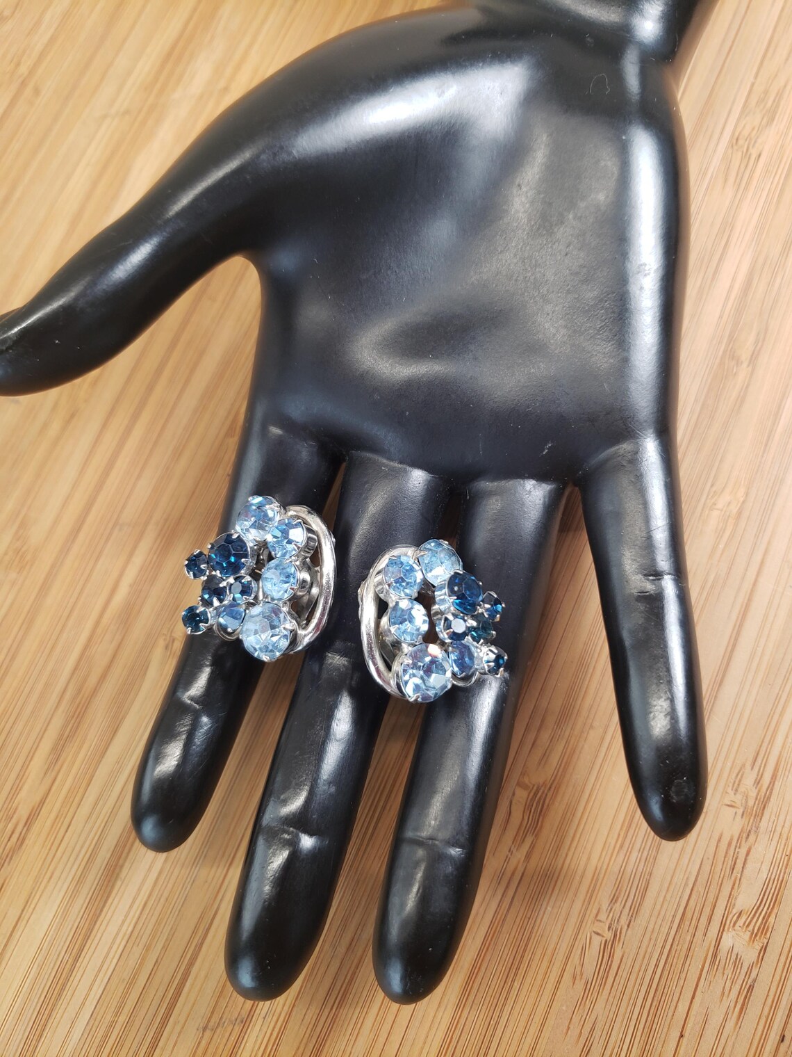 Vintage Juliana Two-tone Blue Crystal Layered Clip-on Earrings - Etsy
