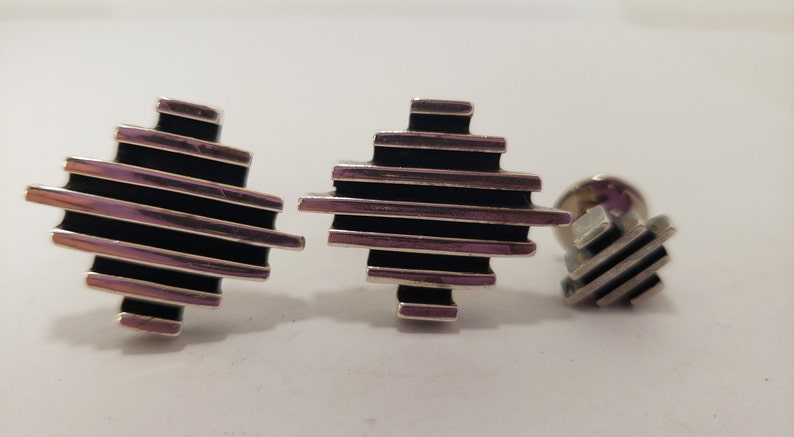 Sigi Pineda Modernist Sterling Silver Cufflinks Tie Tack Set Taxco ...