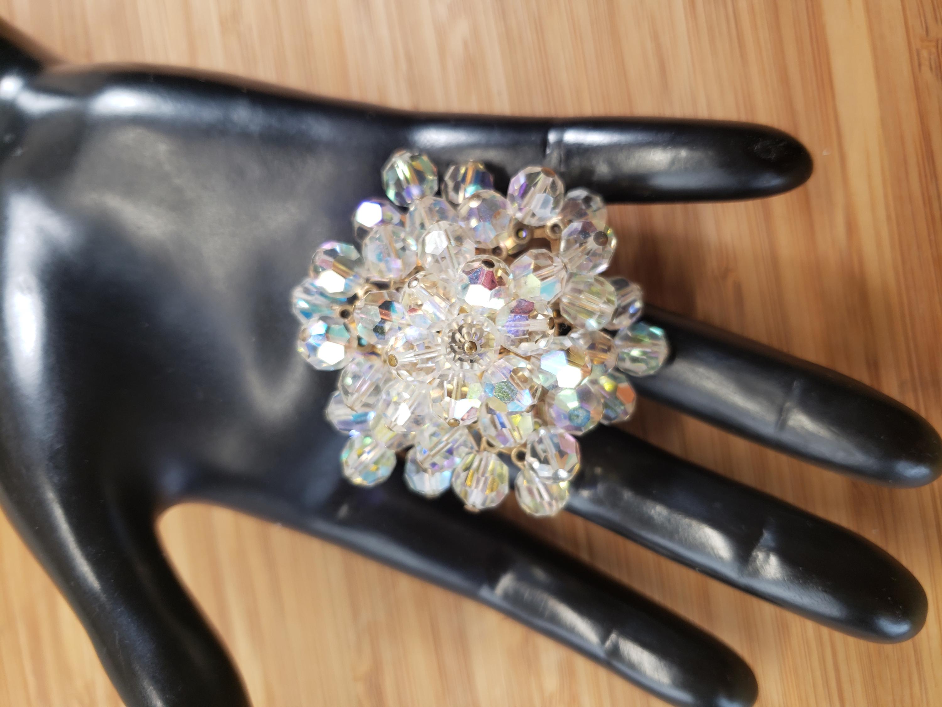 Vintage Aurora Borealis Dome Cha Cha Crystal Brooch - Etsy