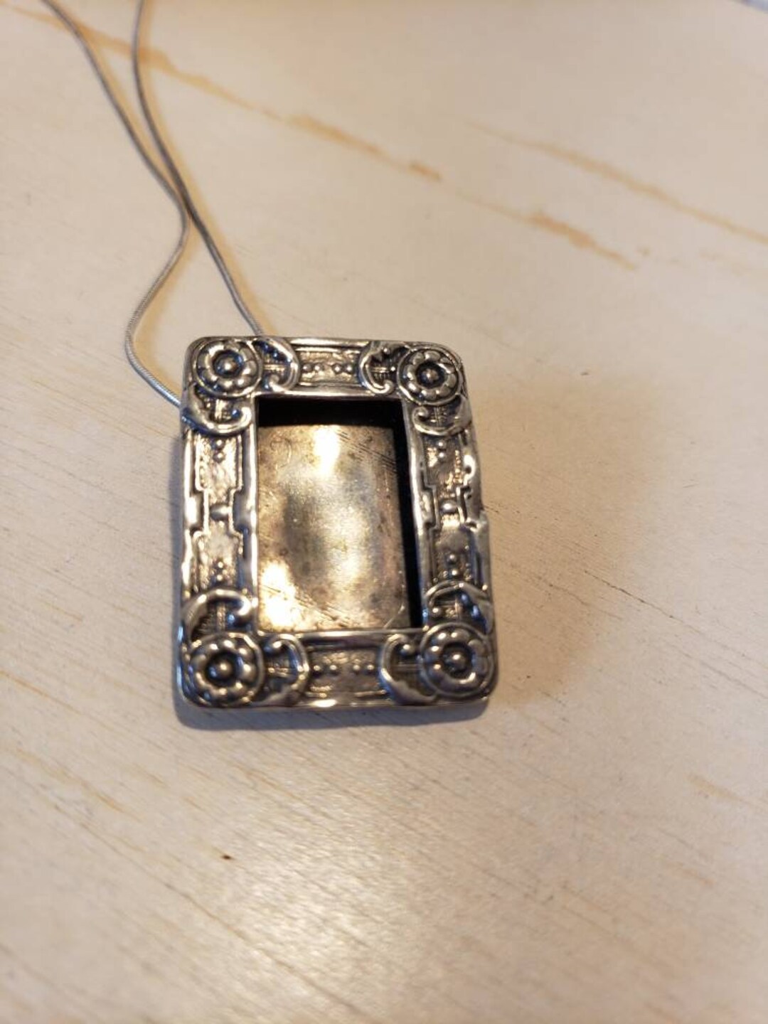 Vintage Silver Ornate Picture Frame Pendant Necklace - Etsy