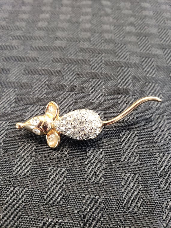 Vintage miniature rhinestone mouse - Gem