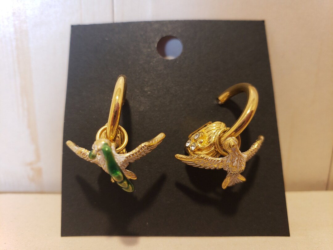 Joan Rivers Gold Tone Noah's Ark Peace Dove Pierced Hoop Earrings - Etsy