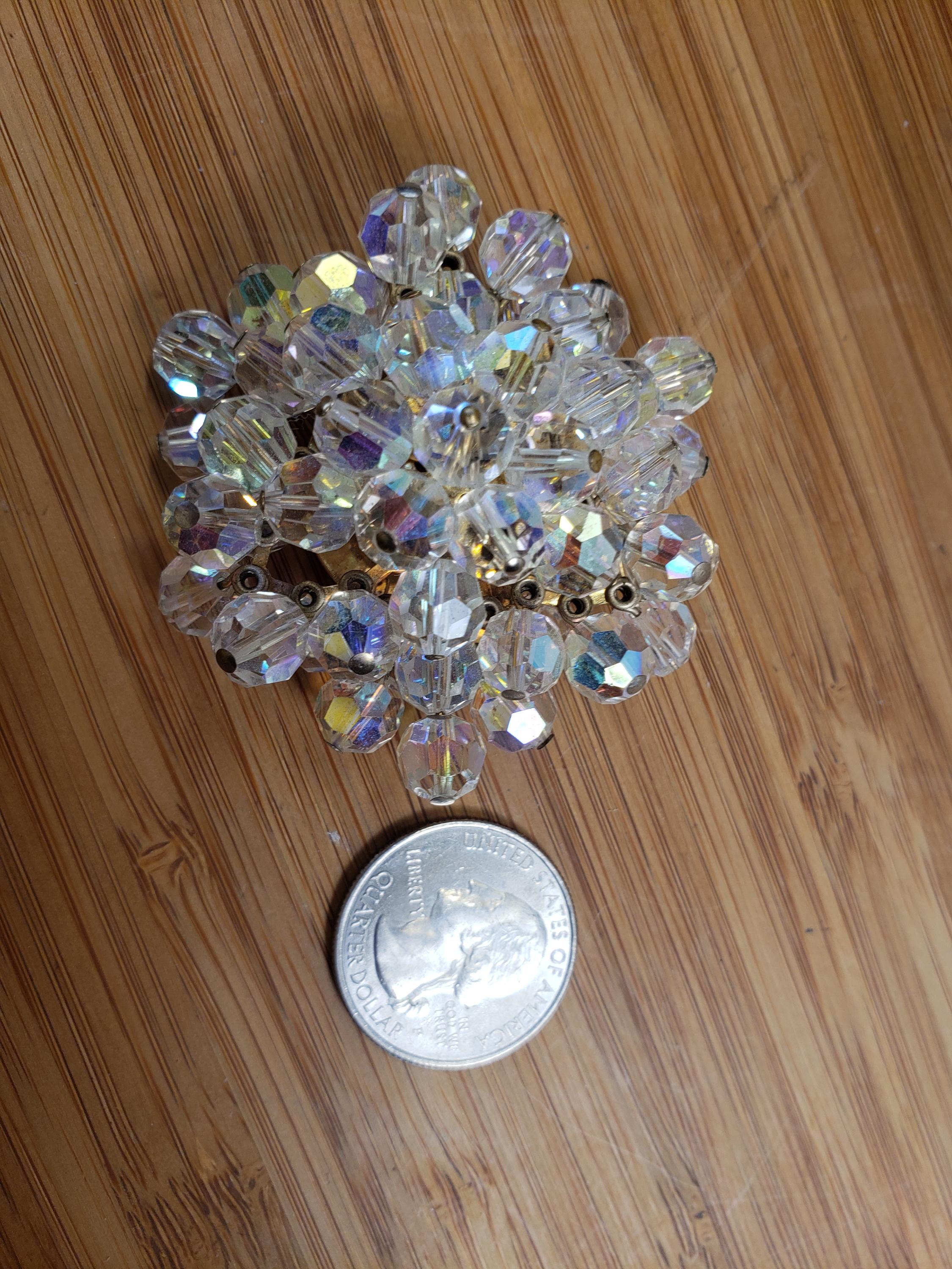 Vintage Aurora Borealis Dome Cha Cha Crystal Brooch - Etsy