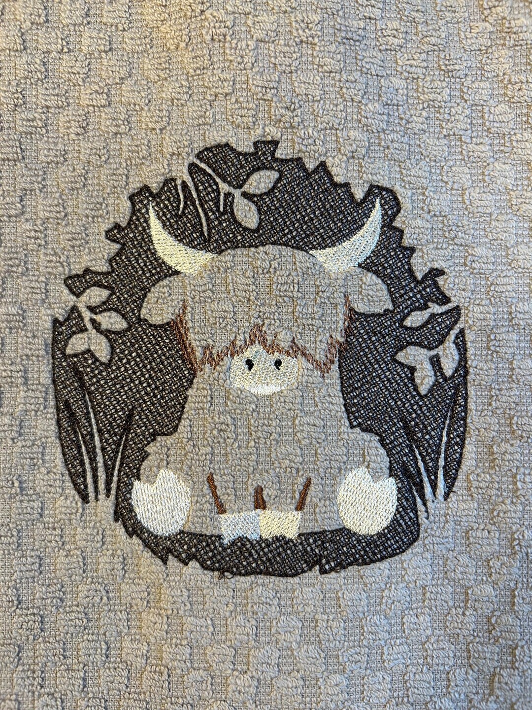 Highland Cow Embossed Machine Embroidered Towel - Etsy