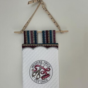 Measure Twice/cut Once Machine Embroidered Wall Hanging - Etsy