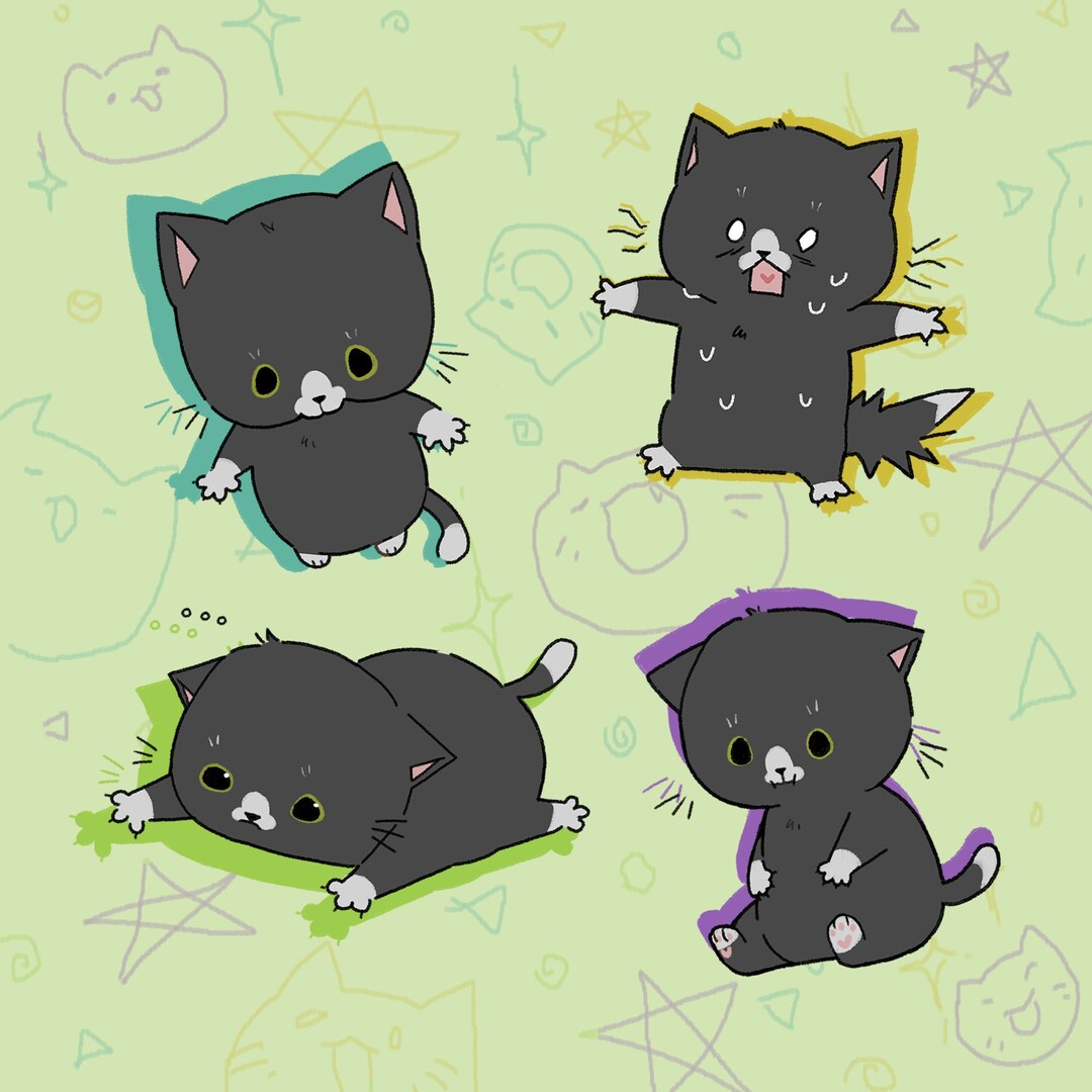 Cute Black Cat Sticker Set + 1 Mystery Sticker | Kitty Sticker Pack - Etsy