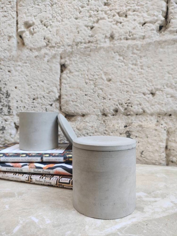 Concrete Round Jar With Lid Spice Flavor and Dry Food - Etsy