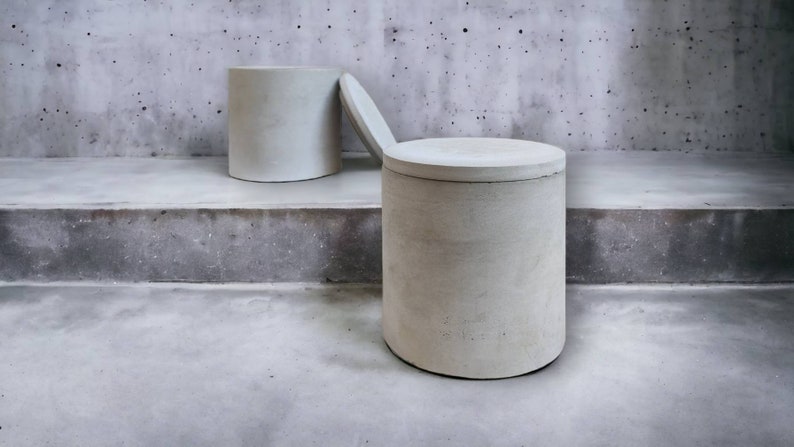 Concrete Round Jar With Lid Spice Flavor and Dry Food - Etsy