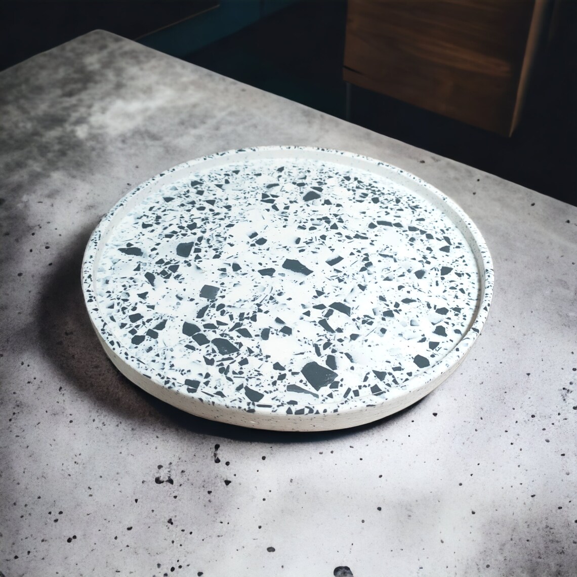 Handmade Terrazzo Concrete Tray: Round Decorative Organizer Dish - Etsy