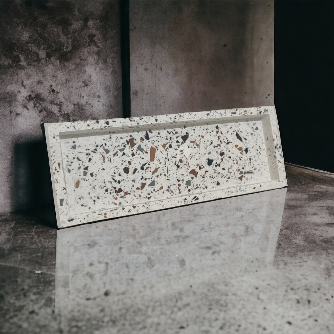 Custom Color Terrazzo Rectangular Tray, Black, Brown and Gray ...