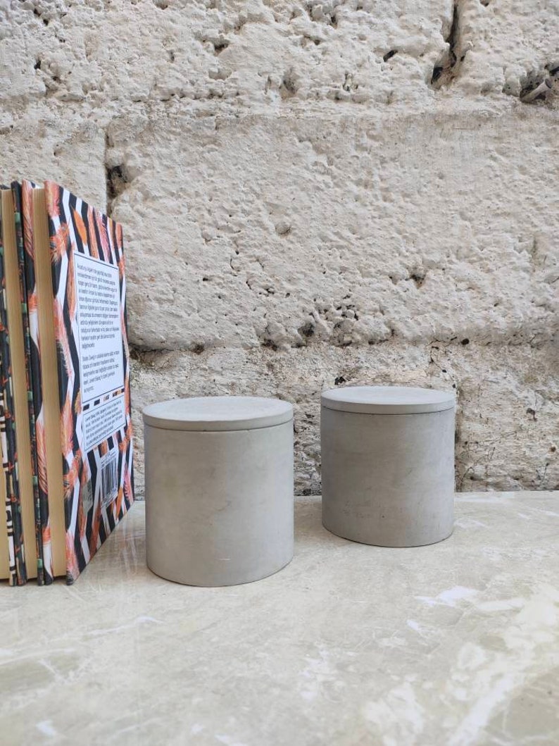 Concrete Round Jar With Lid Spice Flavor and Dry Food - Etsy