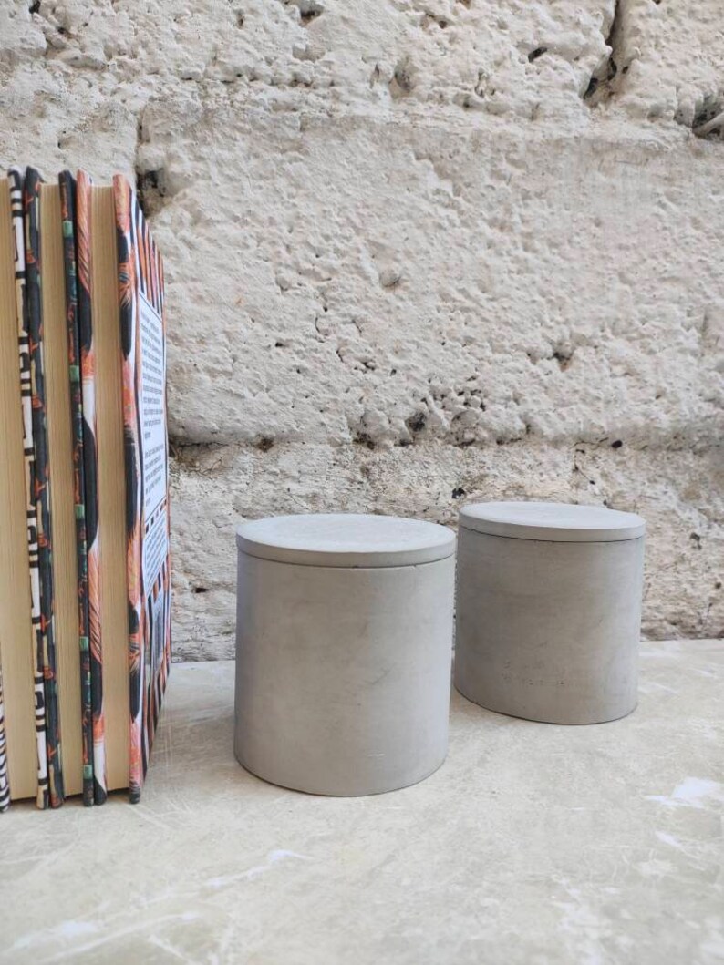 Concrete Round Jar With Lid Spice Flavor and Dry Food - Etsy