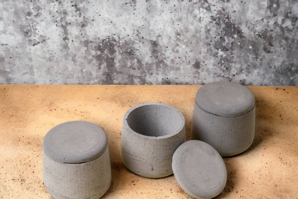 Concrete Jar With Sheltered Lid for Coffee, Spice, Flavor and Dry Food ...