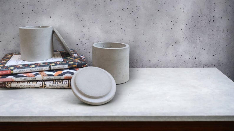 Concrete Round Jar With Lid Spice Flavor and Dry Food - Etsy