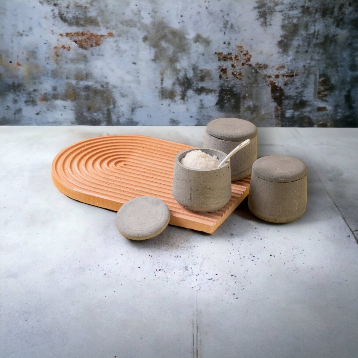 Concrete Jar With Sheltered Lid for Coffee, Spice, Flavor and Dry Food ...