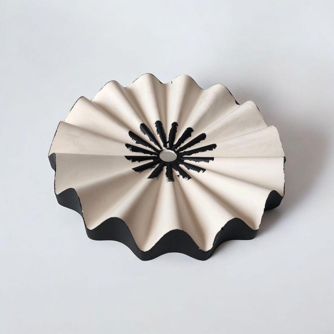 Handmade Black & White Ripple Concrete Tray: Modern Minimalist ...