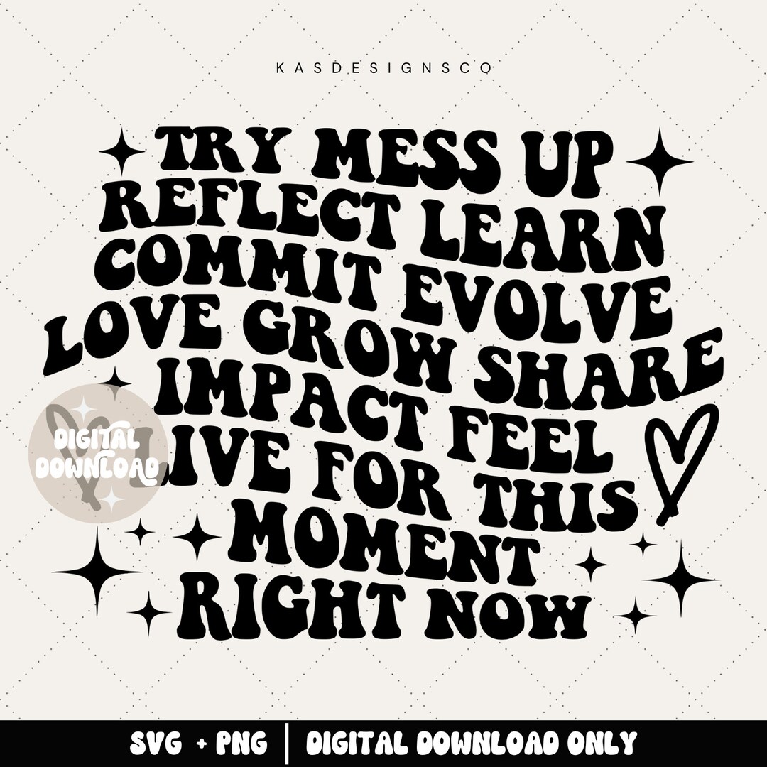 Try Mess up Reflect Learn Svg Png, Wavy Svg, Trendy Svg, Mental Health ...
