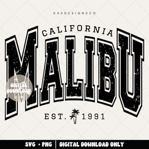 Malibu California Svg, Malibu Svg, Malibu Png, Distressed Design ...