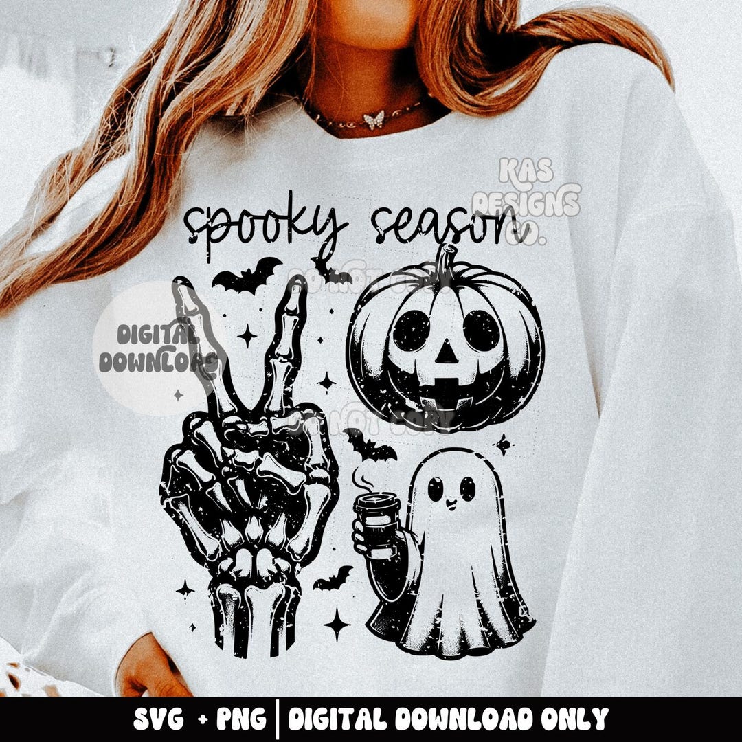 Spooky Season Svg, Spooky Vibes Png, Skeleton Svg, Ghost Svg, Pumpkin ...