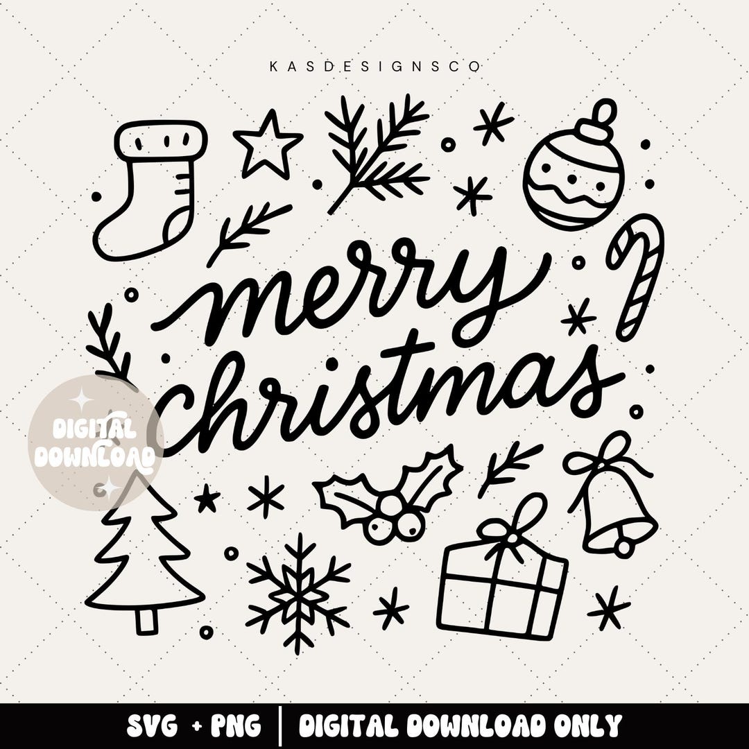 Merry Christmas Doodles Svg | Doodles Png | Christmas Season ...