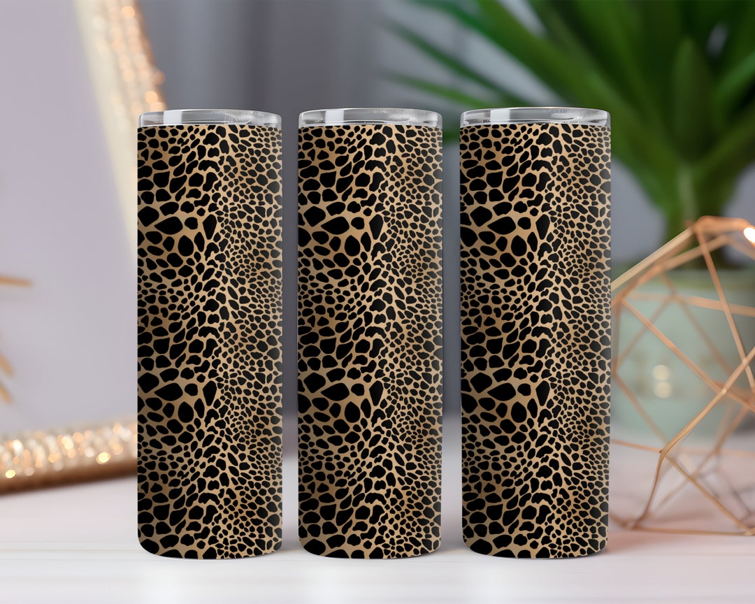 Brown and Black Cheetah Print Spots Leopard Pattern Background Tumbler ...
