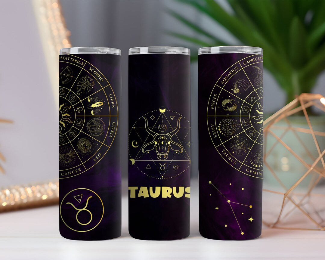 Black and Gold Taurus Birthday Astrology Tumbler Wrap, Skinny 20oz ...