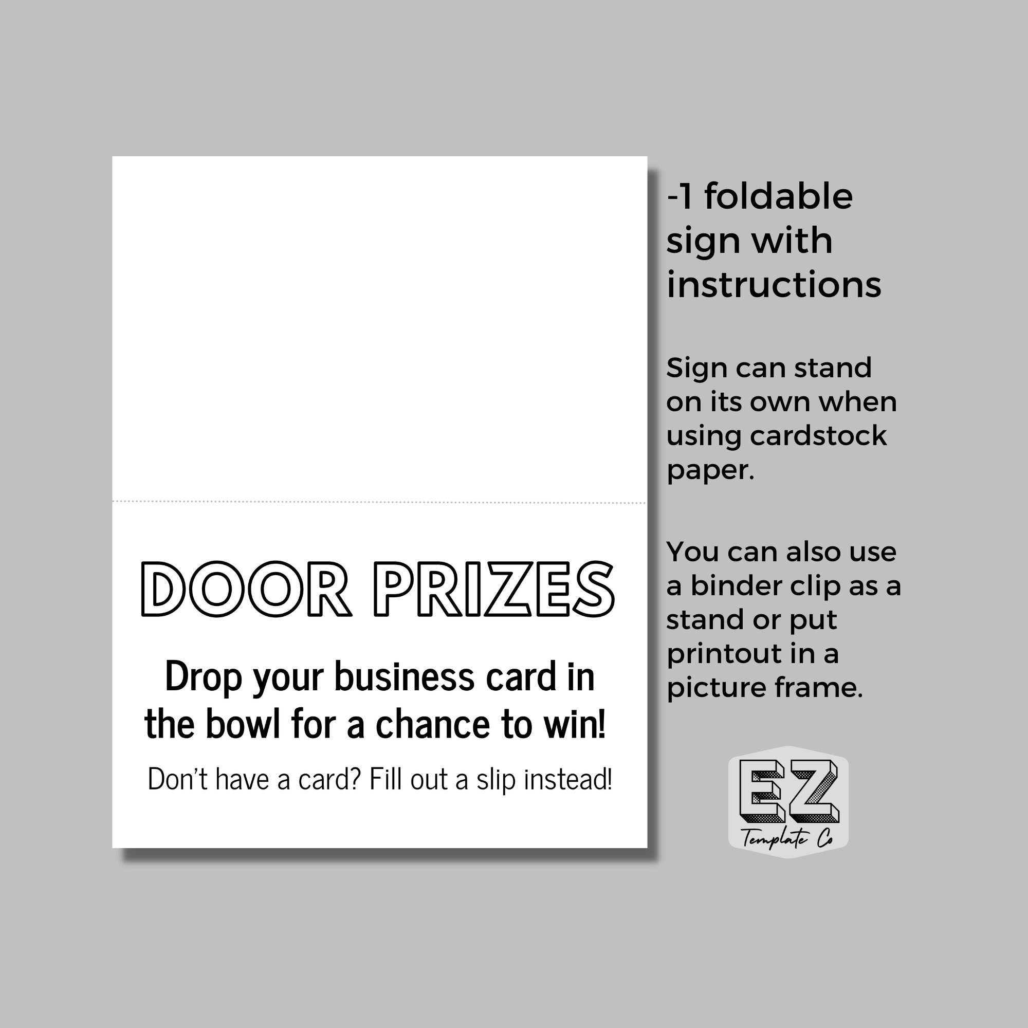 Door Prize Sign & Tickets | Business Card Raffle Editable Canva ...