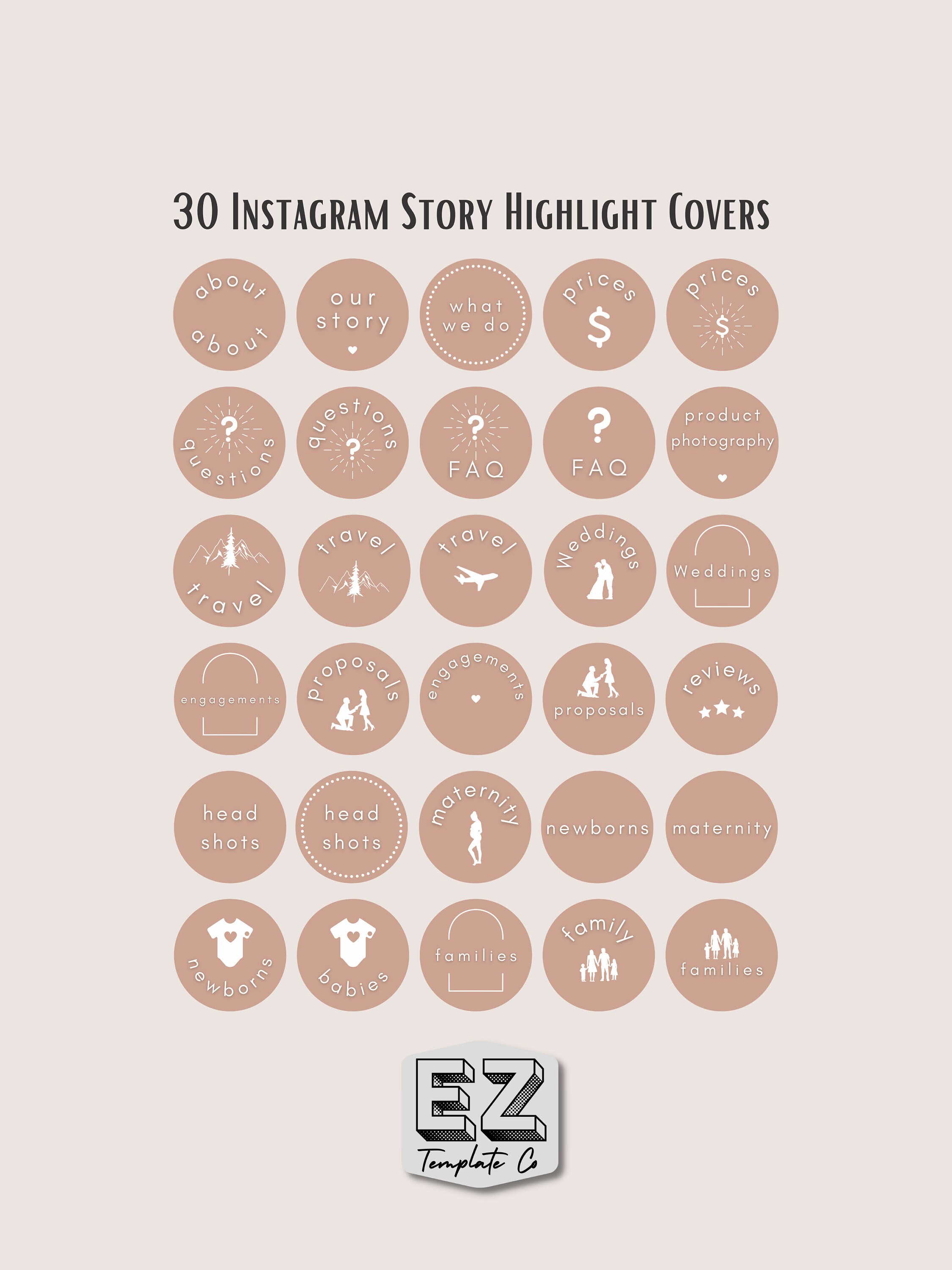 Editable Photography Highlight Covers for Instagram | Minimalist Modern ...