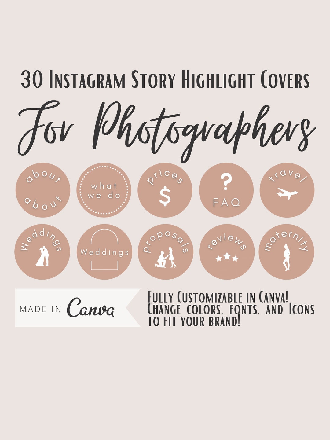 Editable Photography Highlight Covers for Instagram | Minimalist Modern ...