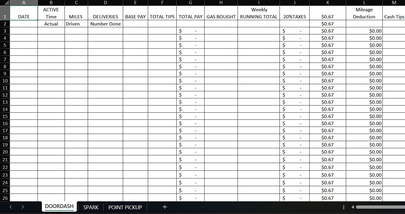 Door Dash Income, Mileage Tracker & Tax Deduction Spreadsheet. - Etsy